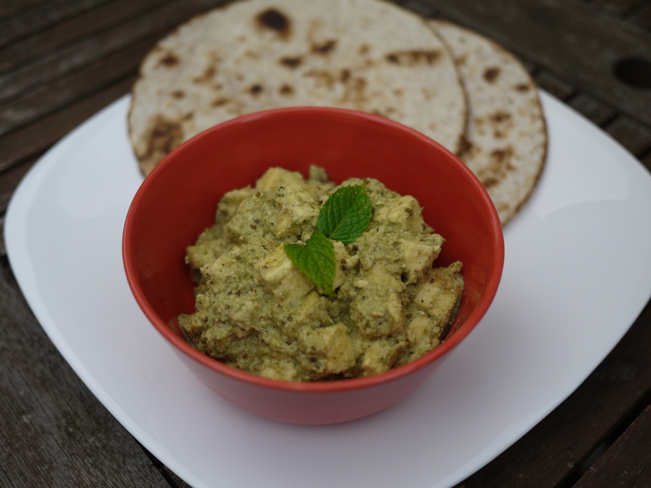 Paneer in a coriander, mint and chilli sauce - Life & Chai